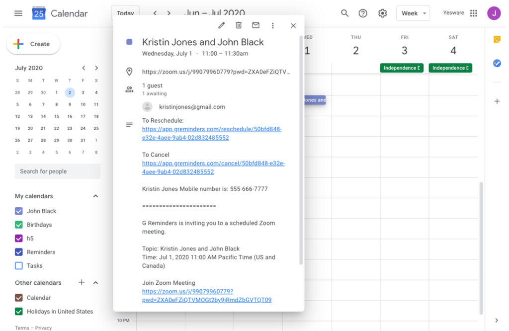 Zoom Meeting Scheduler Using SMS Text Reminders GReminders
