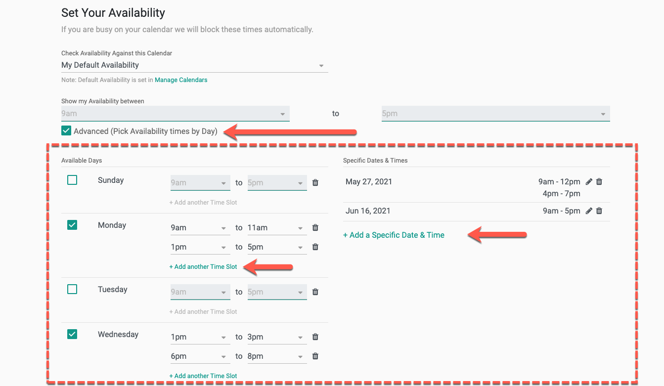 Advanced Availability Settings - End to End Meeting Management Platform ...