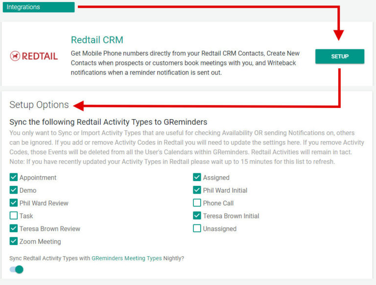 Using Redtail Activity Types with GReminders Automated Scheduling