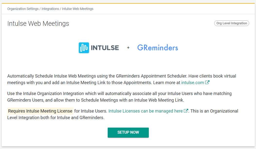 GReminders Integration Setup with Intulse - End to End Meeting ...