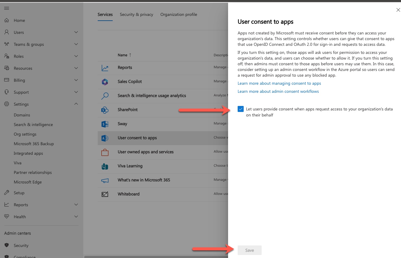 Allowing User Consent for Office 365 Connections - End to End Meeting ...