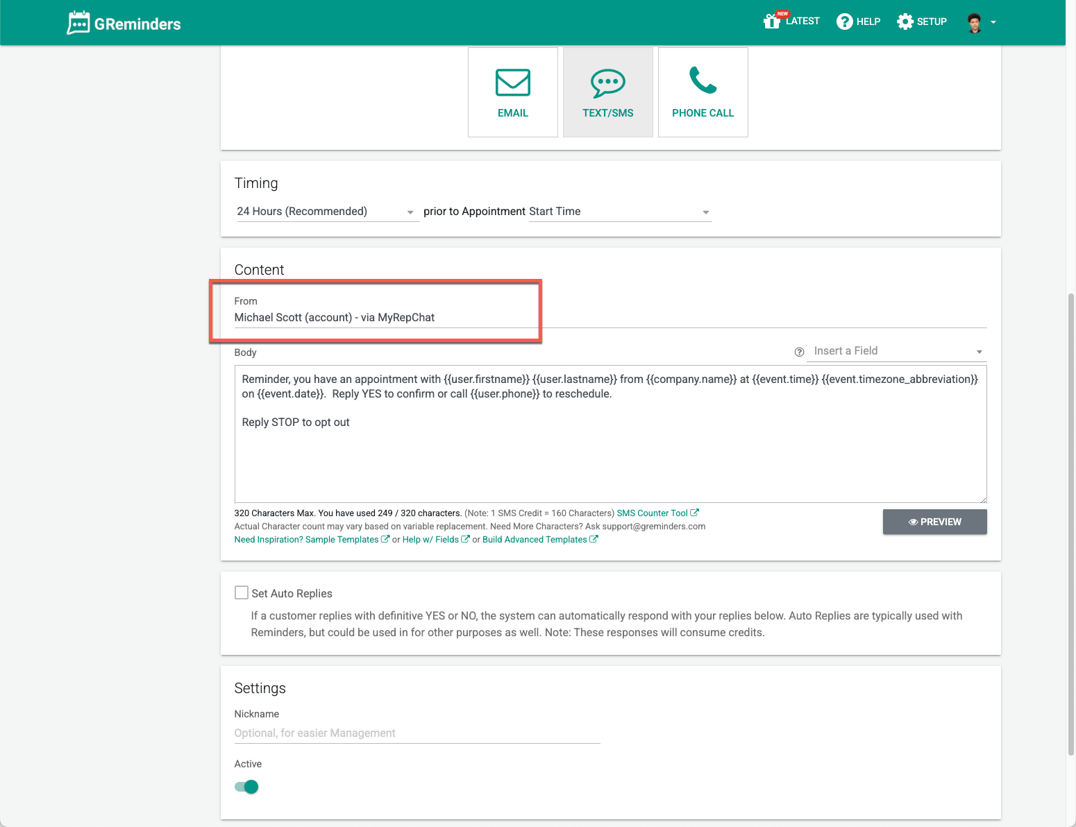 Sending SMSs via MyRepChat - End to End Meeting Management Platform ...